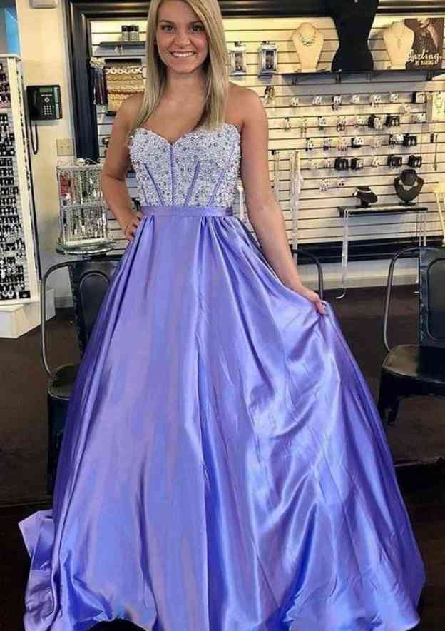 A-line/Princess Sweetheart Sleeveless Long/Floor-Length Taffeta Prom ...