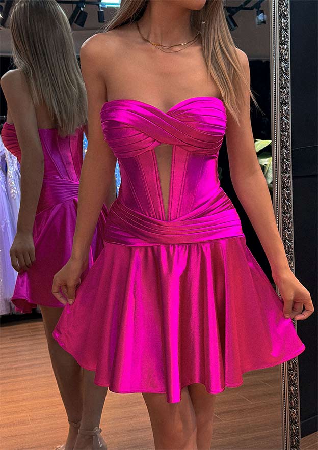 A-line Silk like Satin Graduation Dress Sweetheart Short/Mini with ...